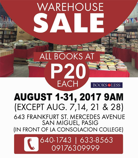 Books for Less Warehouse Sale: August 1 to 31, 2017