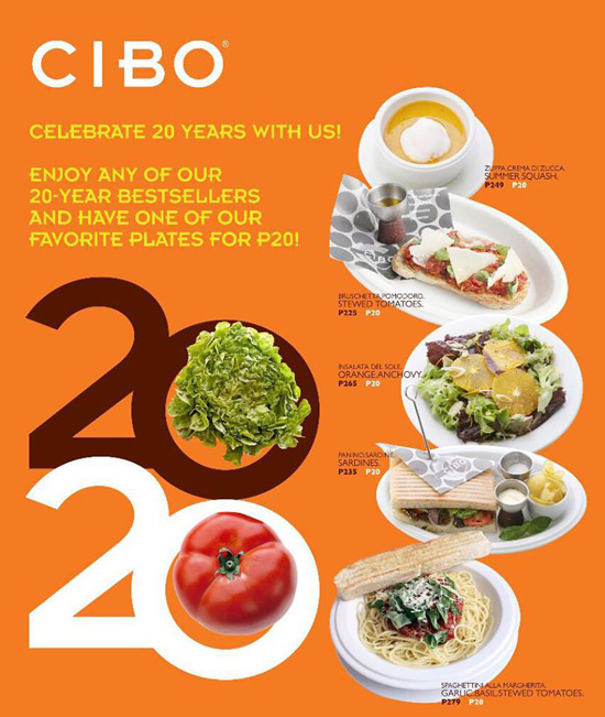 Cibo Offers P20 Meals on Their 20th Anniversary